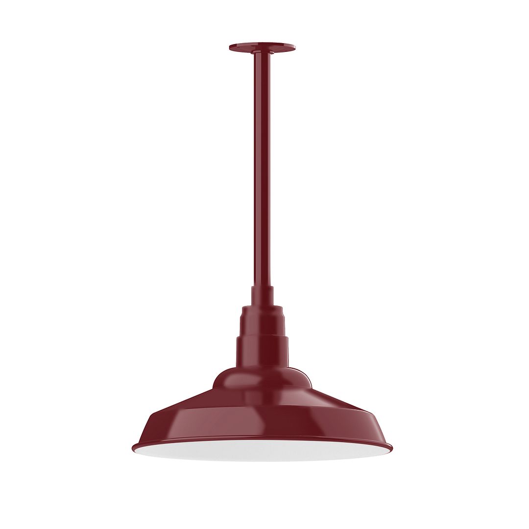 Warehouse 16" Stem Mount Pendant Light in Barn Red | Montclair Light Works