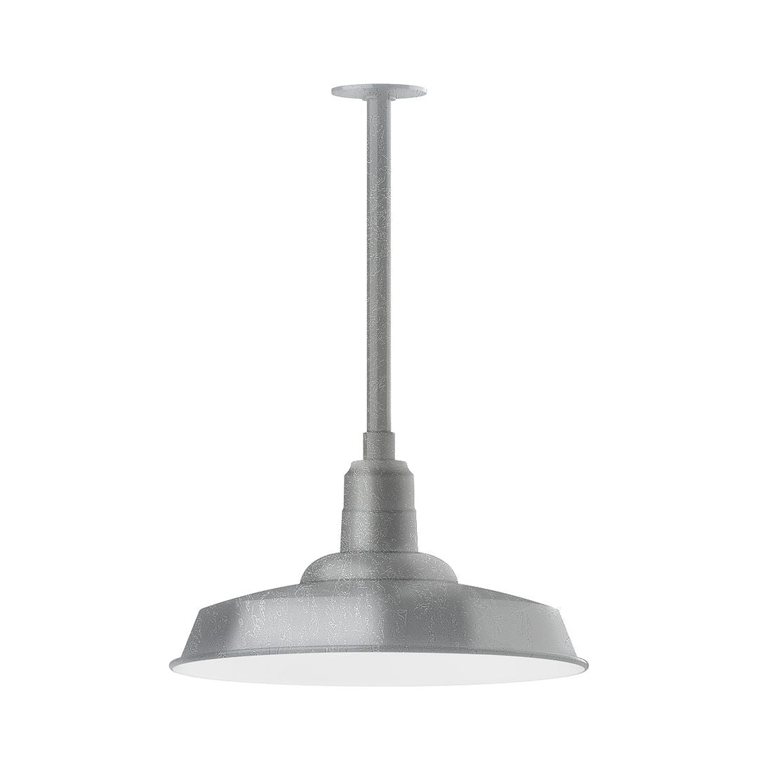 Warehouse 18" Stem Mount Pendant Light in Painted Galvanized ...