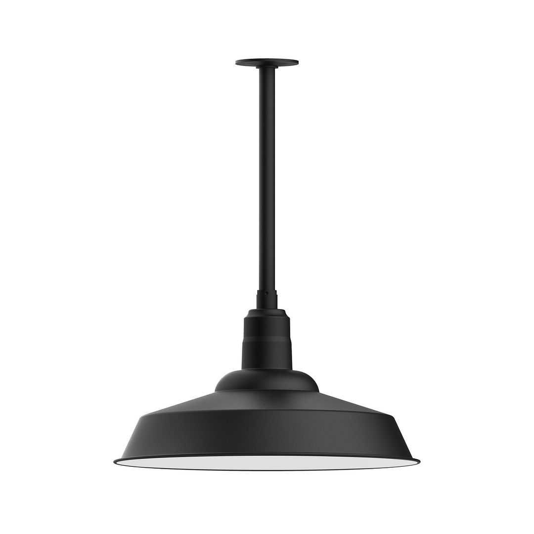 Warehouse 20" LED Stem Mount Pendant Light in Black | Montclair Light Works